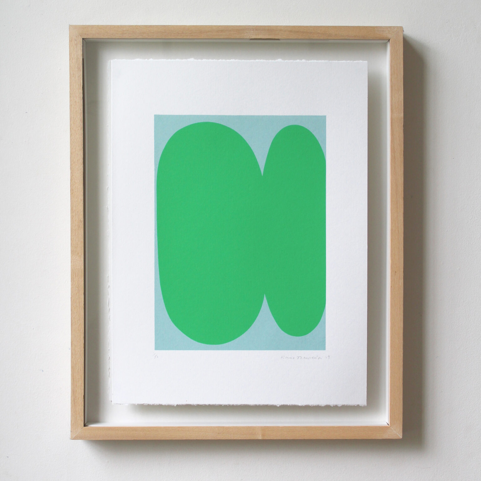 Retro green and blue abstract screenprint. Modern, minimal art by Emma ...