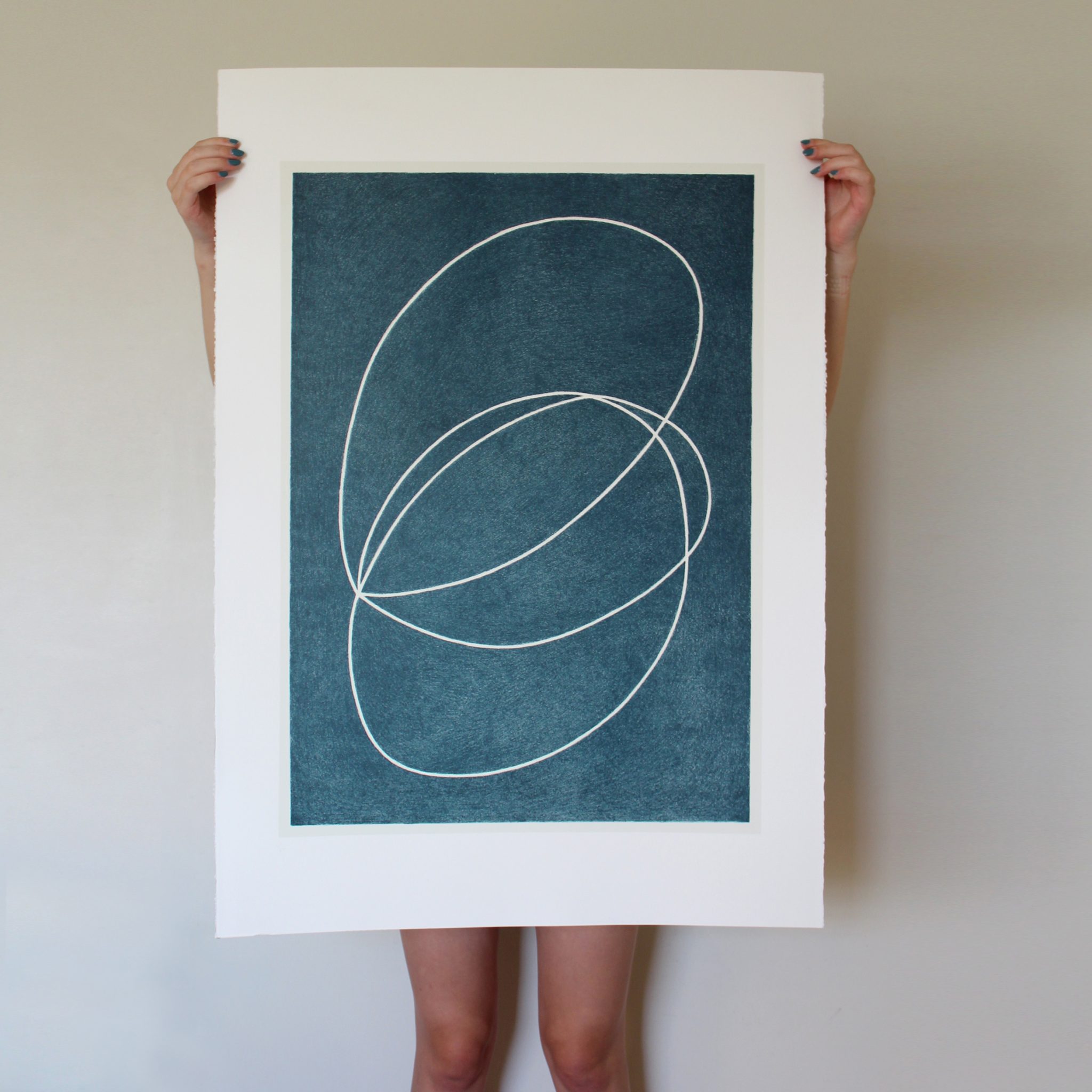 BIG Contemporary Green Abstract original screenprint. Minimal Modern ...