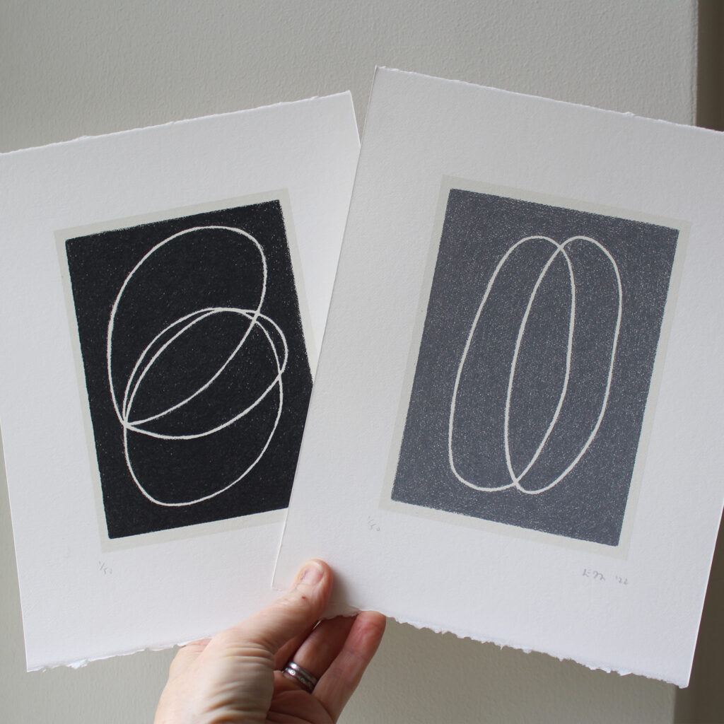 Grey original minimal screenprint. Linear, organic, small grey ...