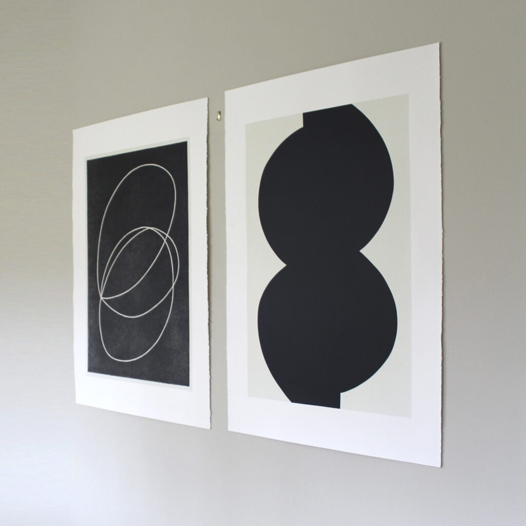 BIG Contemporary black abstract original screenprint. Colorblock ...