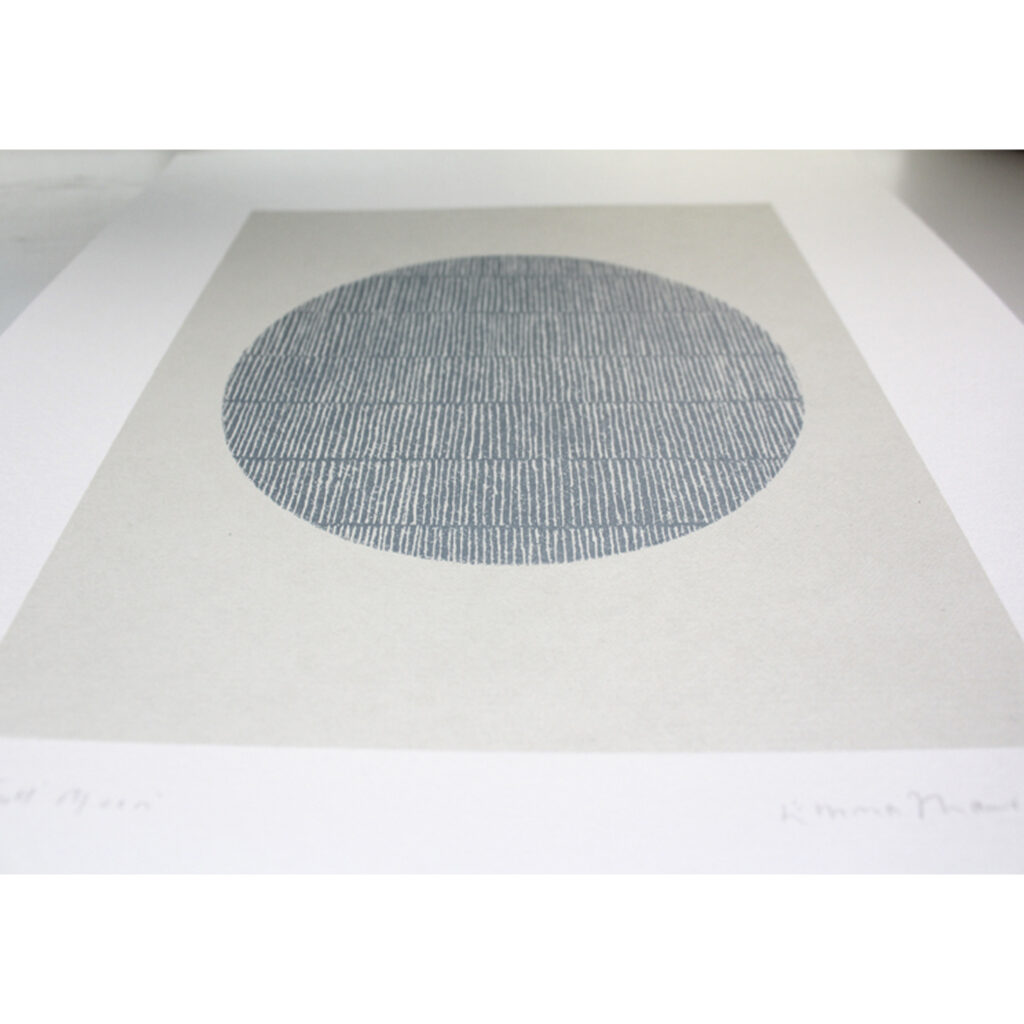 Abstract screenprint/ original art, full moon, minimal hand pulled ...