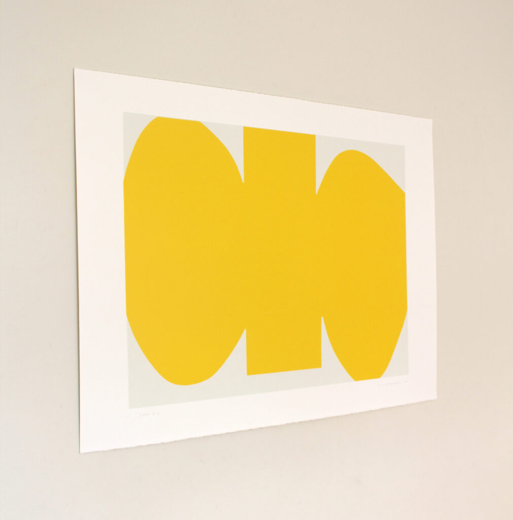 Large yellow abstract, minimal original screenprint, modern wall decor ...