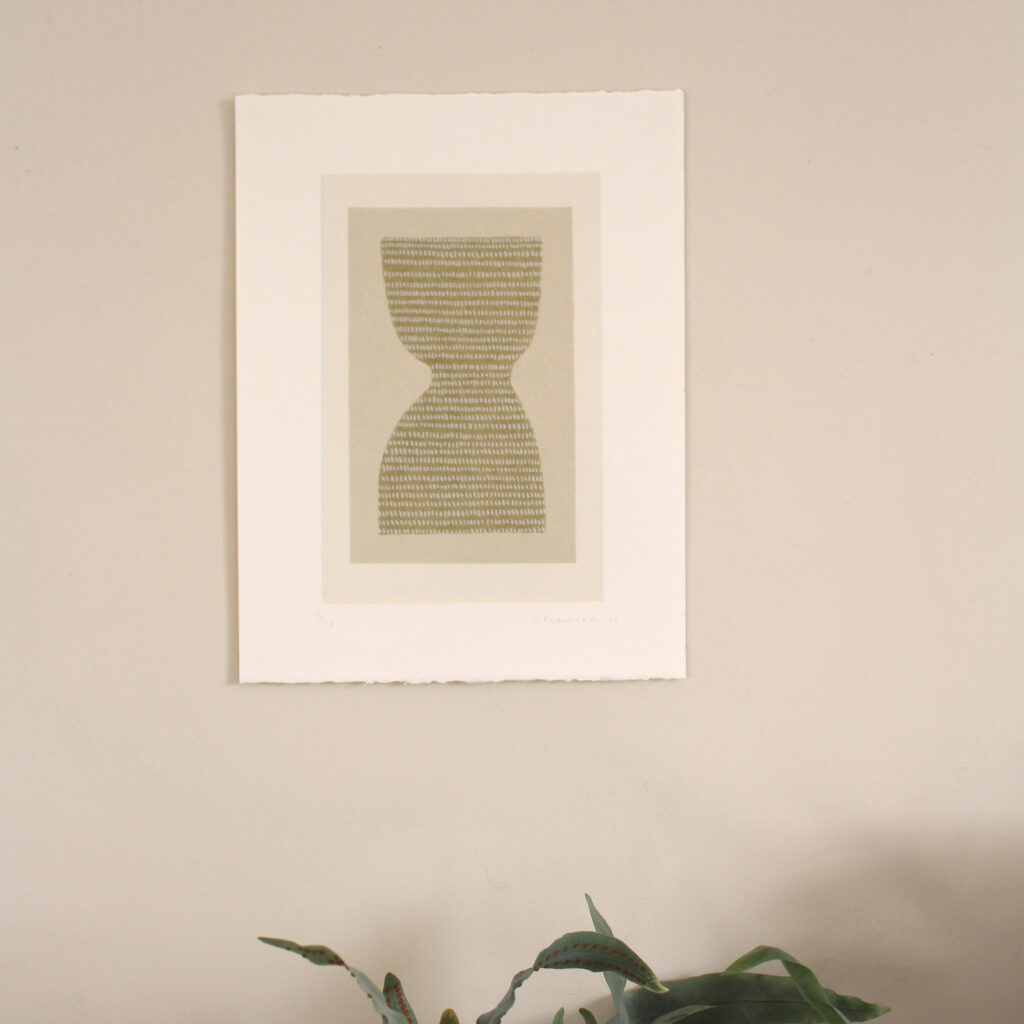 Abstract screenprint. green minimal print, modern shapes art by Emma ...