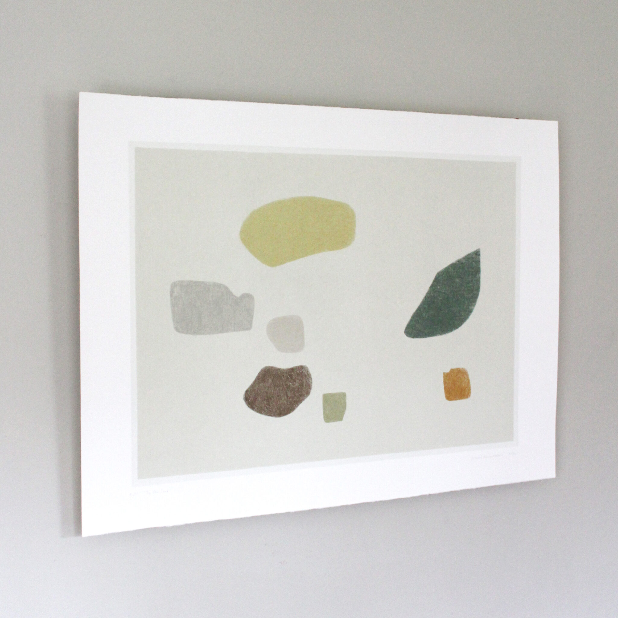 Large modern, sandy yellow, greens and muted colours original abstract ...
