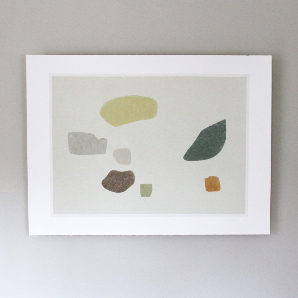 Large modern, sandy yellow, greens and muted colours original abstract ...