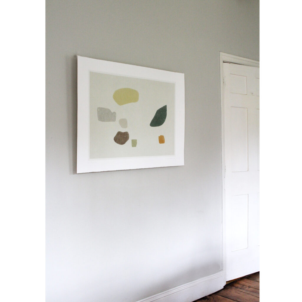 Large modern, sandy yellow, greens and muted colours original abstract ...