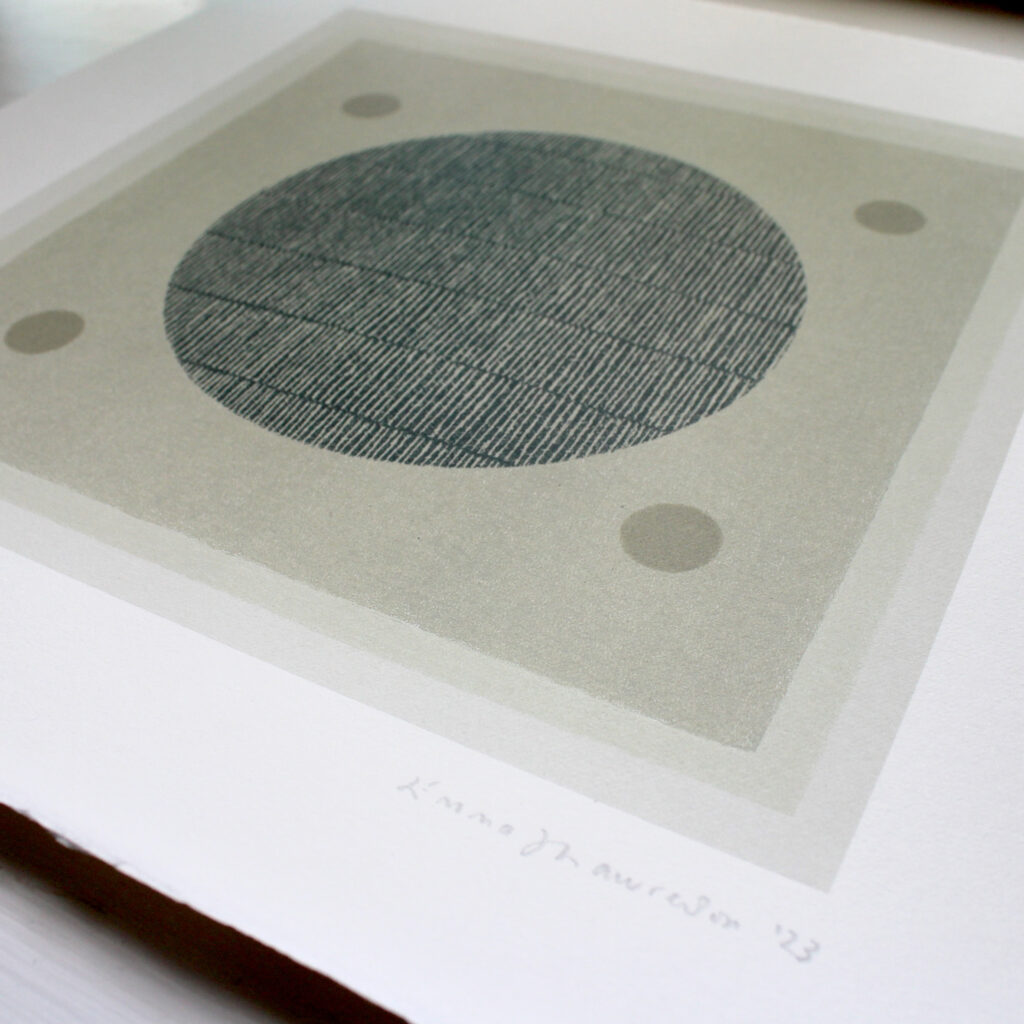 Abstract screenprint/ original art, full moon, minimal hand pulled ...