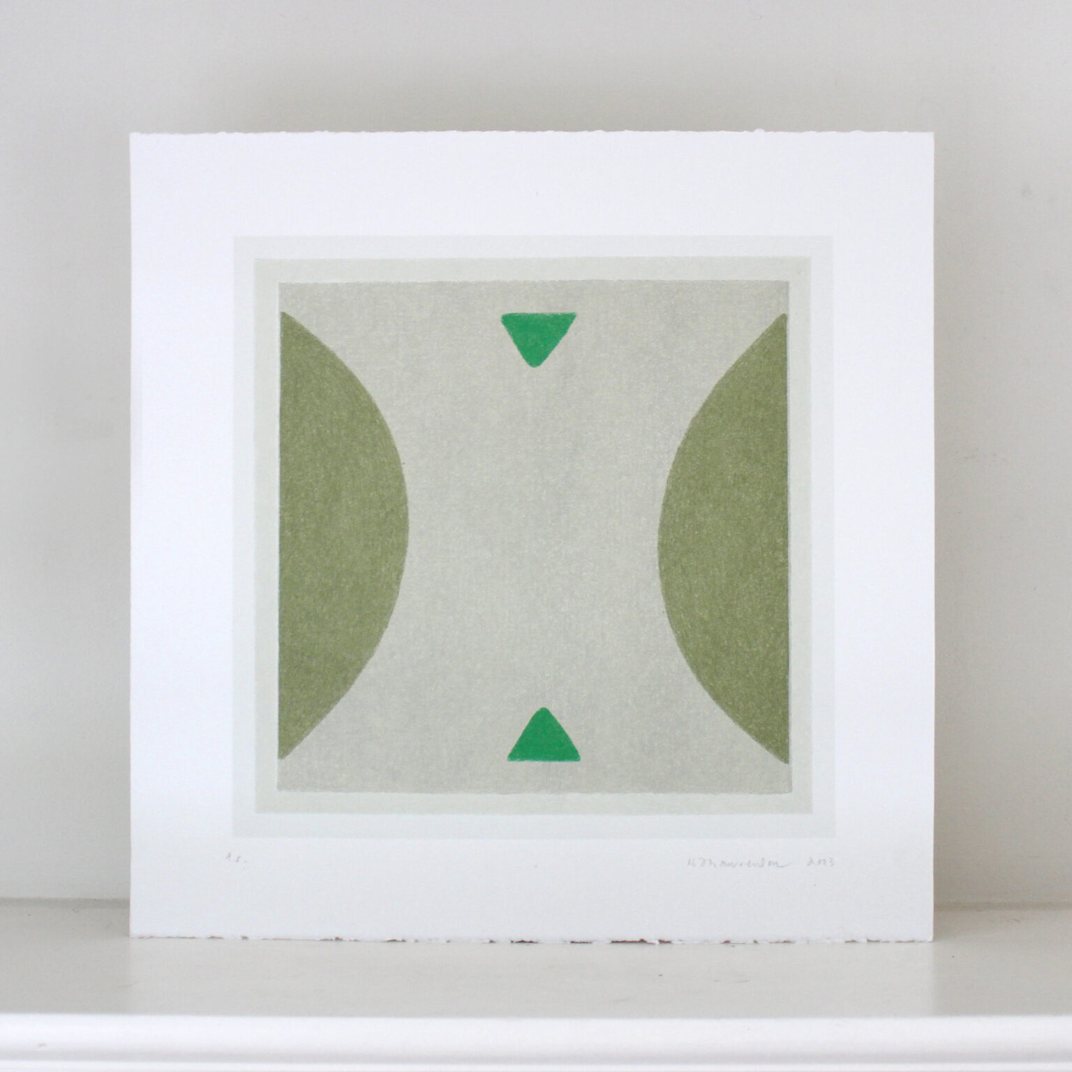 Abstract screenprint/ original art, full moon, minimal hand pulled ...
