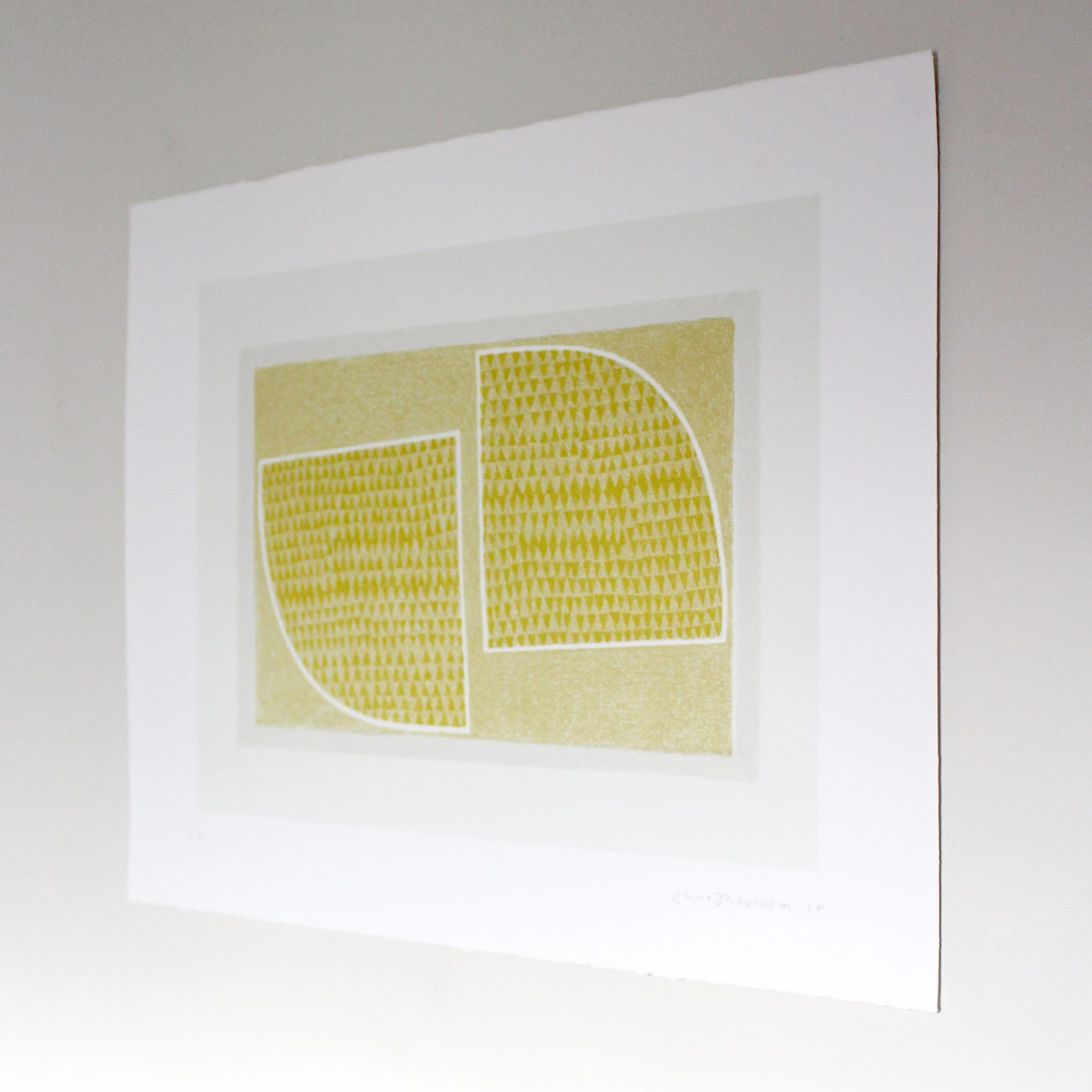 Abstract screenprint/ original art, yellow abstract, minimal hand ...