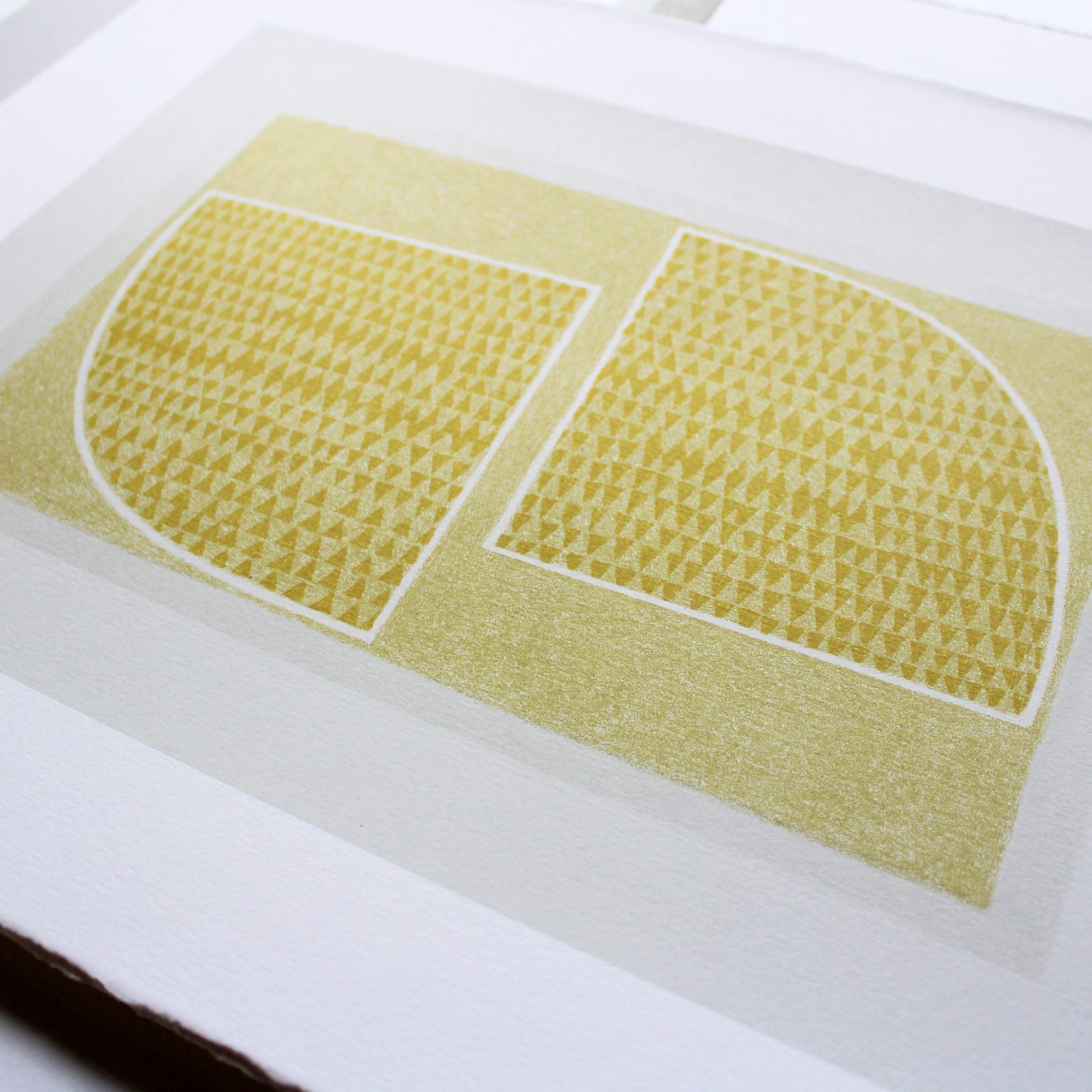 Abstract screenprint/ original art, yellow abstract, minimal hand ...