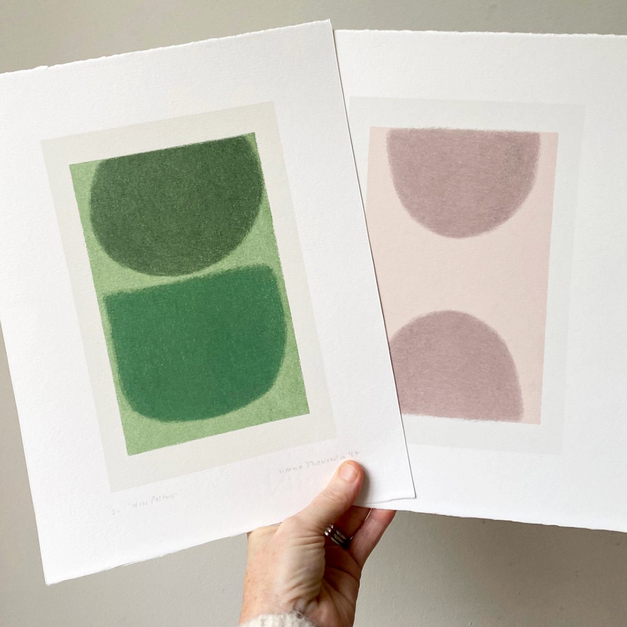 Abstract screenprint. yellow modern shapes art by Emma Lawrenson ...